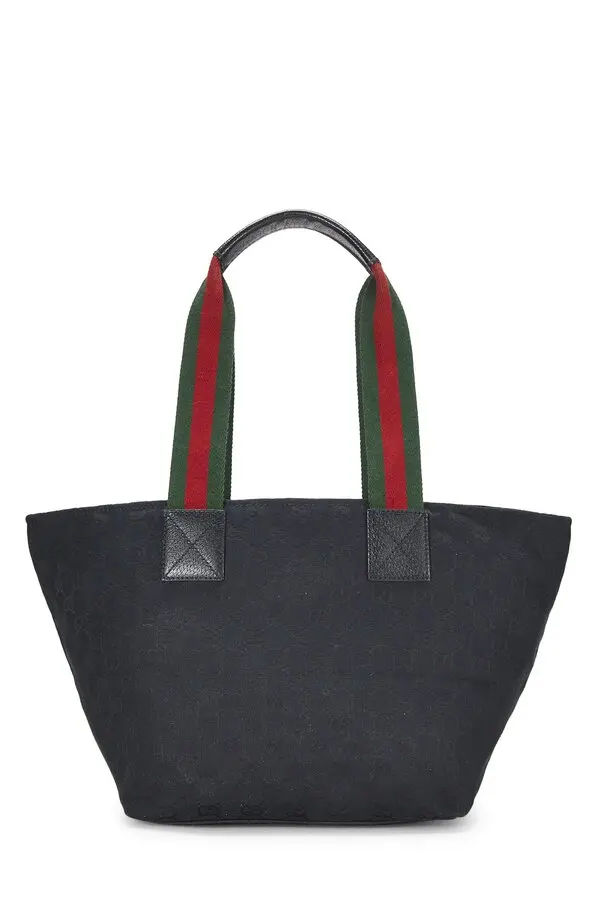 Gucci Gg Canvas Web Soft Zip Tote - Black