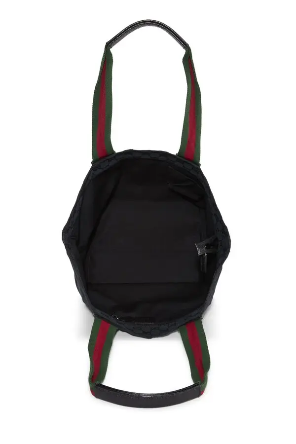 Gucci Gg Canvas Web Soft Zip Tote - Black