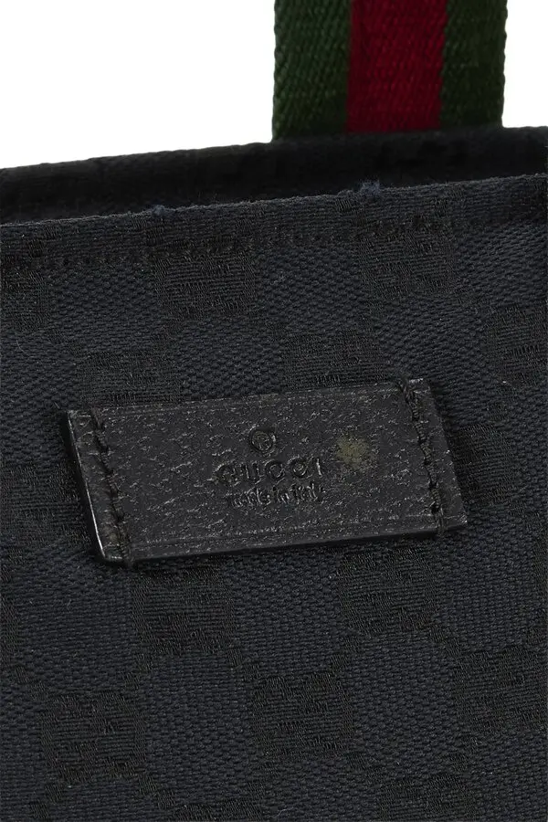 Gucci Gg Canvas Web Soft Zip Tote - Black