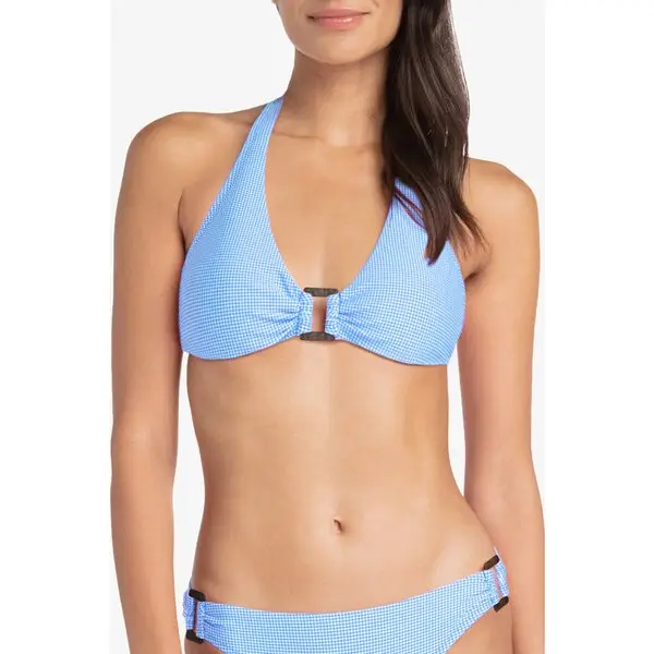 Helen Jon Tortoise Halter Top - Peri Gingham