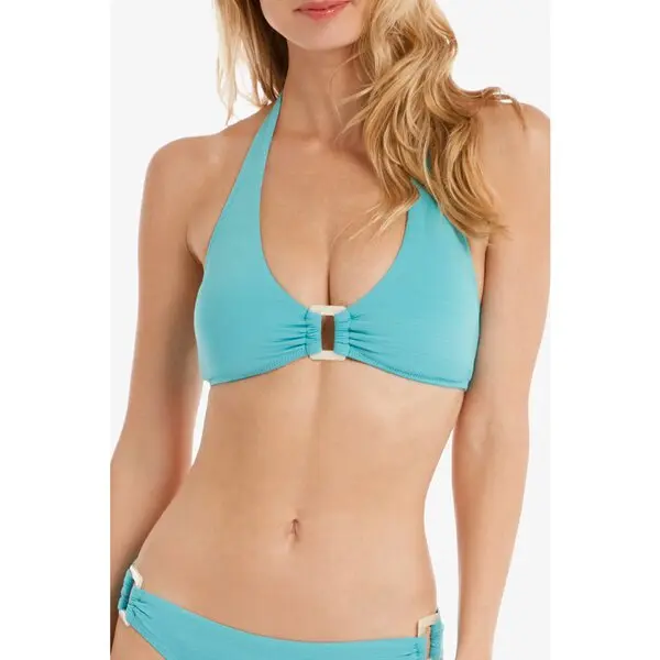 Helen Jon Tortoise Halter Top - Textured Coastal Blue