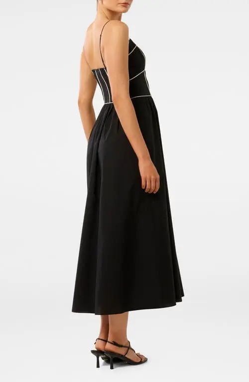 princess polly baby blue dress Ever New Gemma Contrast Piping Cotton Midi Dress In Black/ White - 50% Off
