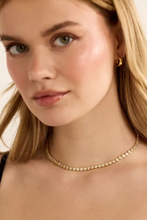 ELECTRIC PICKS Jewel Bezel Tennis Necklace - Gold