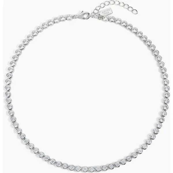 ELECTRIC PICKS Jewel Bezel Tennis Necklace - Silver