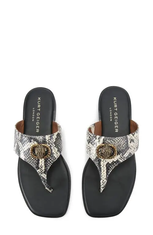 Kurt Geiger Snakeskin Embossed Leather T-strap Sandal
