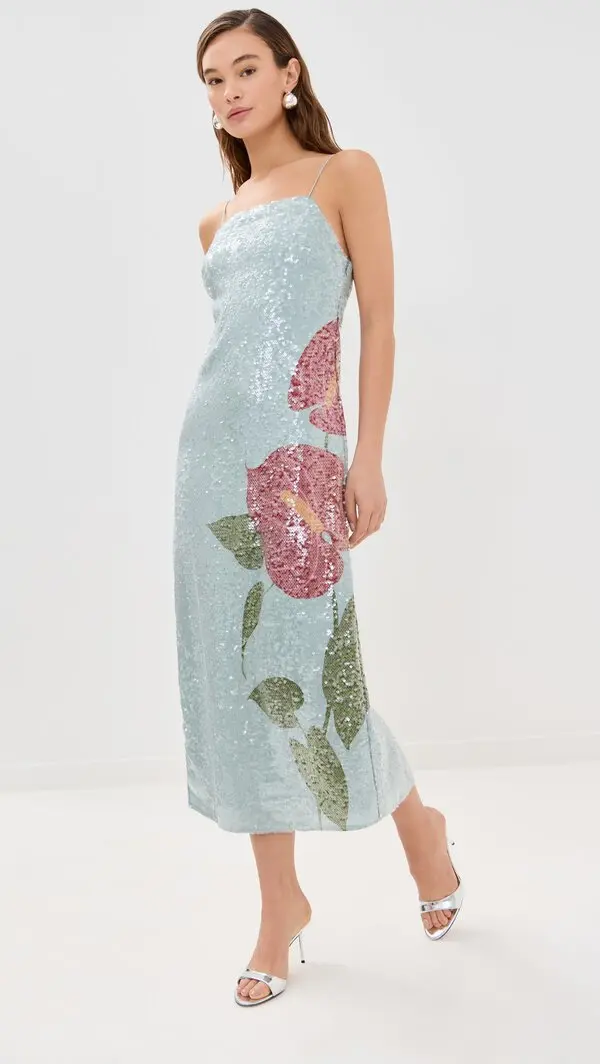 Farm Rio Anthurium Flowers Slip Maxi Dress In Anthurium Flowers Blue - 40%  Off | Editorialist