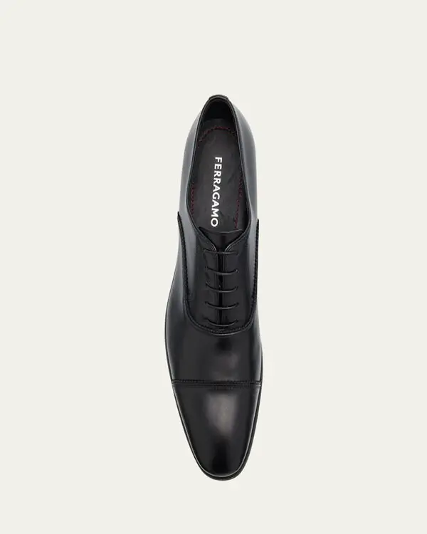 FERRAGAMO Boston Brogue Leather Oxfords - Black