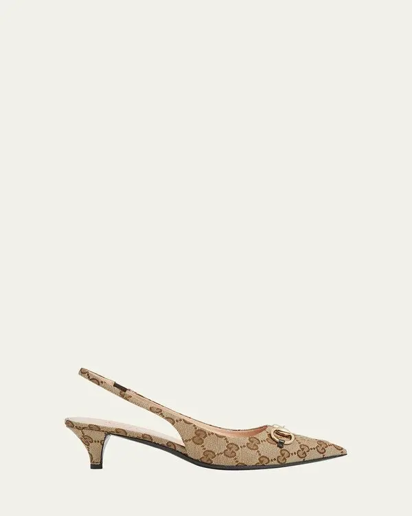 Gucci Erin Gg Canvas Slingback Pumps