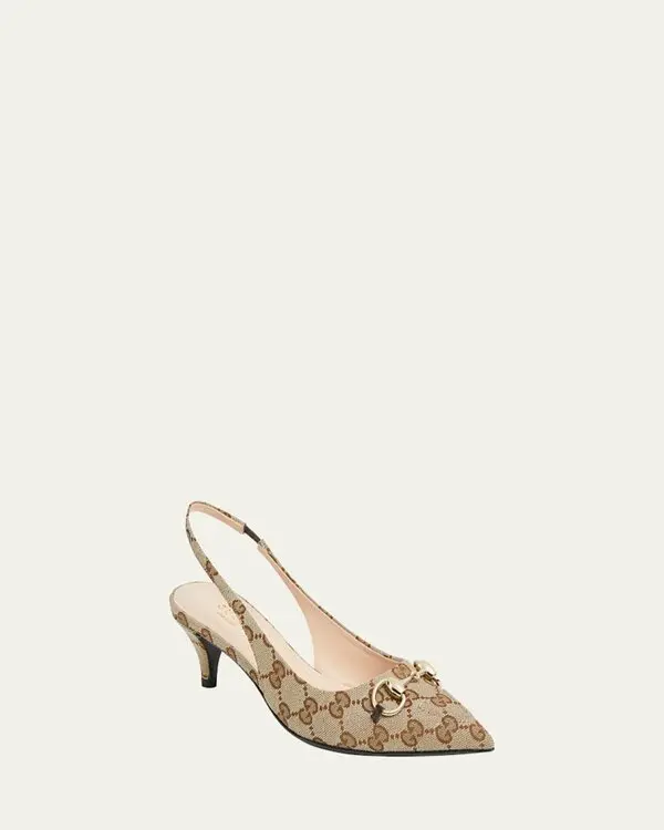 Gucci Erin Gg Canvas Slingback Pumps