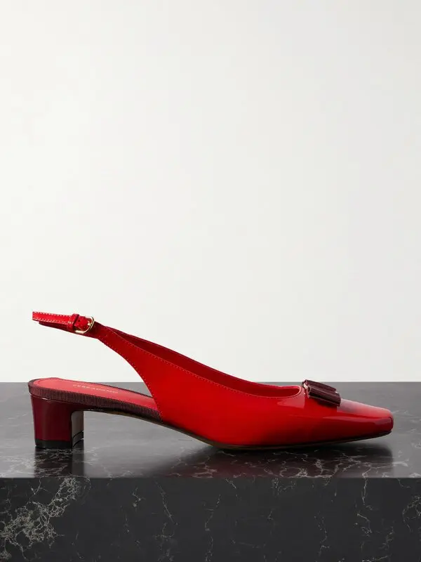 FERRAGAMO Rivada Patent-leather Slingback Pumps