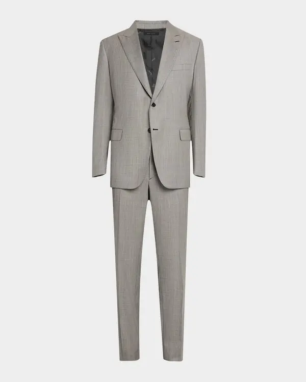 Brioni Wool Sharkskin Suit - Black Brow