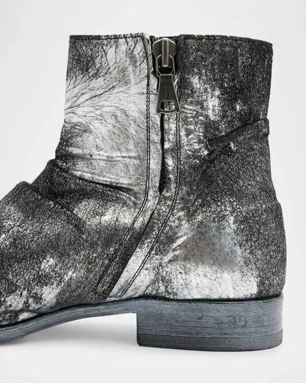 John Varvatos Morrison Sharpei Foil-sprayed Calf Hair Boots - Silver