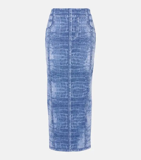 Balmain Trompe L'œil Knitted Midi Skirt - Blue