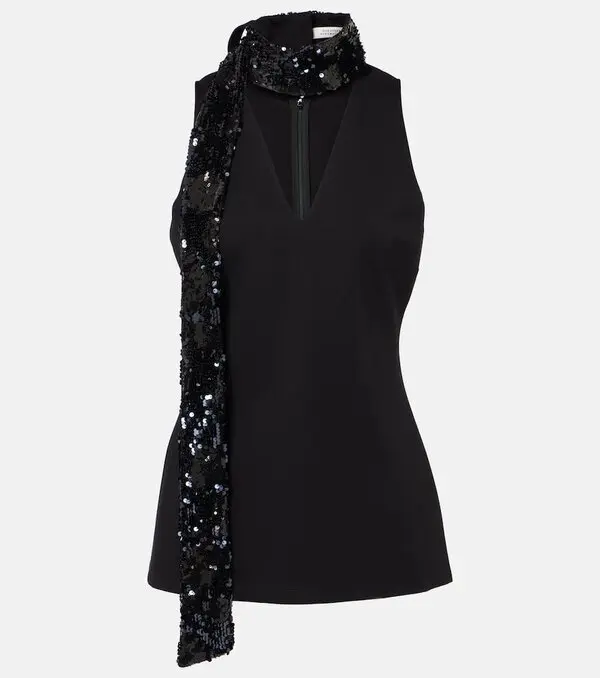 Dorothee Schumacher Emotional Essence Sequined Scarf Top - Black