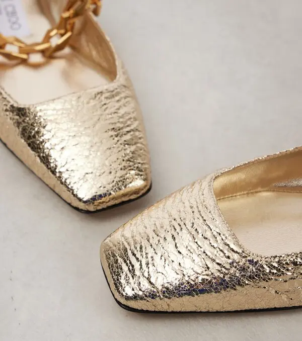 JIMMY CHOO Diamond Tilda Metallic Leather Mary Jane Flats