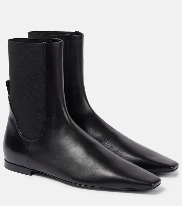 TOTEME Leather Chelsea Boots - Black