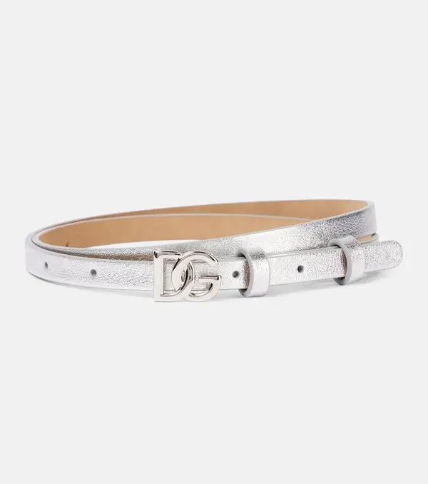 Dolce & Gabbana Dg 10mm Metallic Leather Belt - Silver