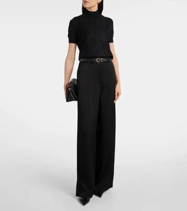 JOSEPH Knitted Wool And Silk Lace Top