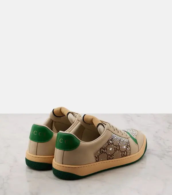 Gucci Screener Embellished Leather Sneakers - Multicoloured