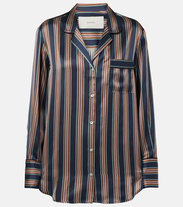 Asceno Paris Silk Charmeuse Shirt - Blue