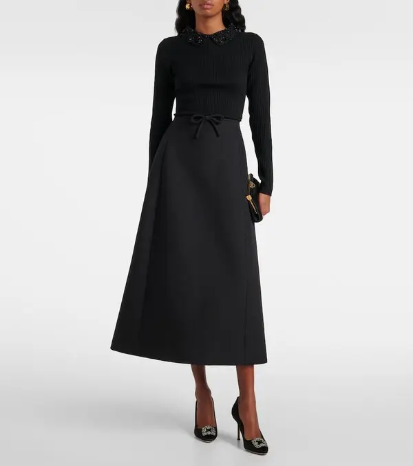 Carolina Herrera Embellished Ribbed-knit Top