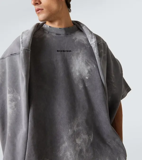Balenciaga Distressed Cotton-blend Jersey T-shirt