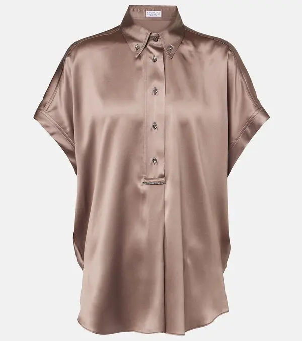 Brunello Cucinelli Silk-blend Shirt - Brown