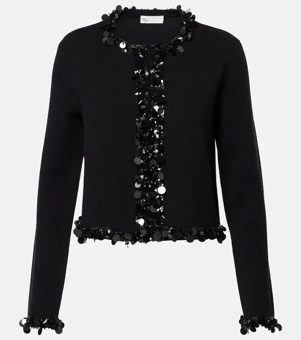 Tory Burch Kendra Sequined Wool & Cashmere Cardigan