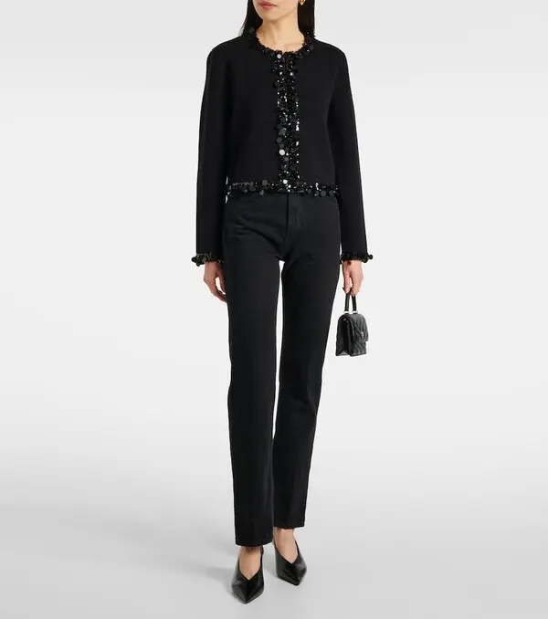 Tory Burch Kendra Sequined Wool & Cashmere Cardigan