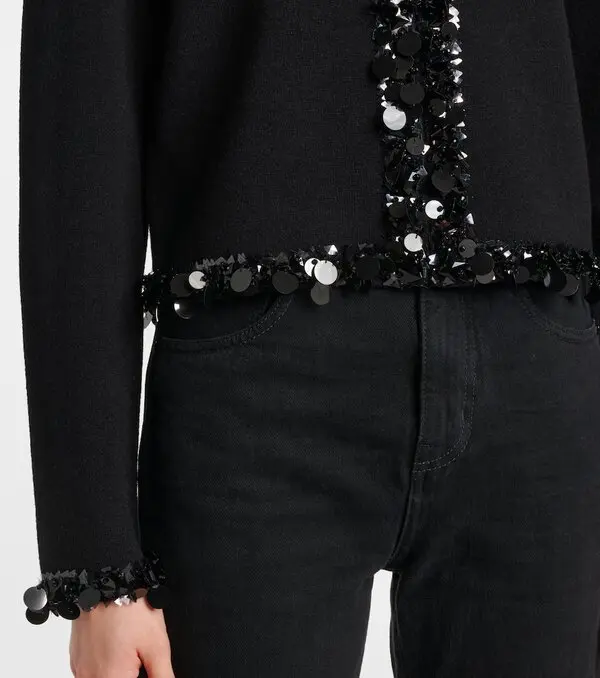 Tory Burch Kendra Sequined Wool & Cashmere Cardigan