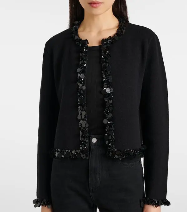 Tory Burch Kendra Sequined Wool & Cashmere Cardigan