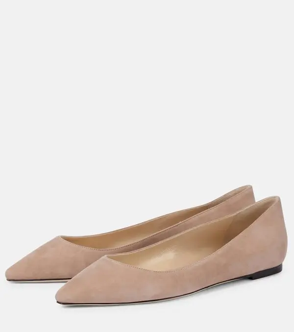 JIMMY CHOO Romy Suede Ballet Flats - Pink