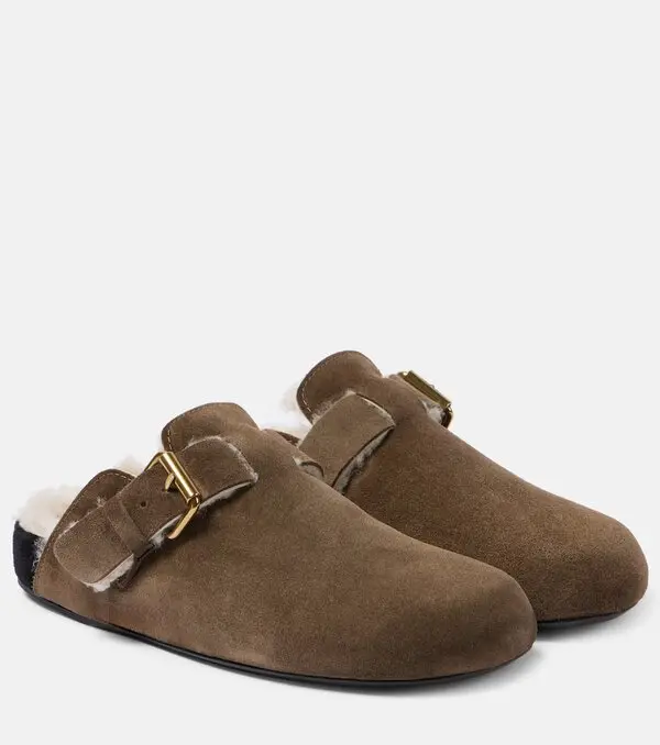 Isabel Marant Étoile Shearling-lined Suede Clogs - Brown