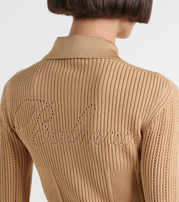 Balmain Ribbed-knit Cardigan With Faux Pockets - Beige