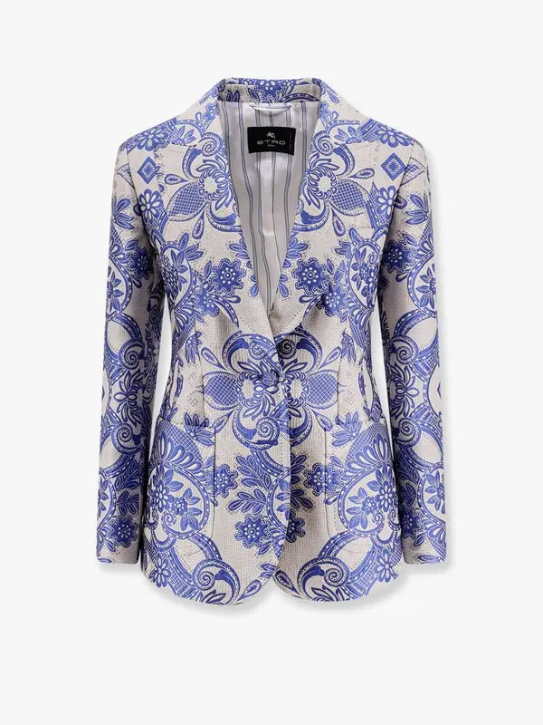 Etro Jacquard Silk-blend Blazer With Embroidery