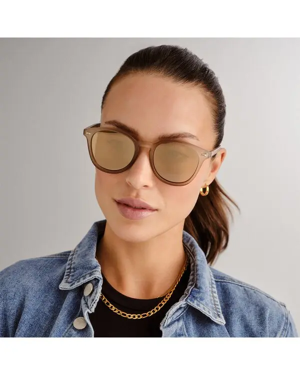 Le Specs Bandwagon Round Frame Sunglasses, 51mm - Matte Stone