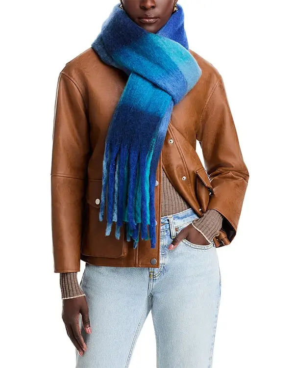 Aqua Lulla Striped Blanket Scarf - Blue