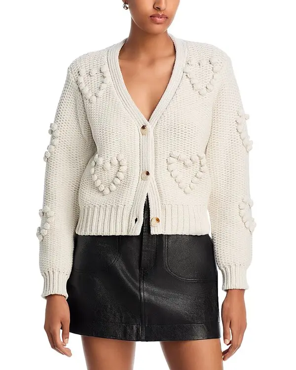 Aqua Heart Pom Cardigan