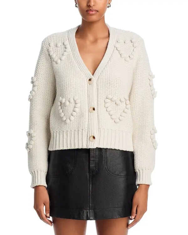 Aqua Heart Pom Cardigan