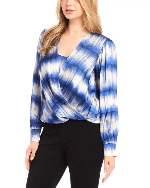 Karen Kane Drape Front Satin Top