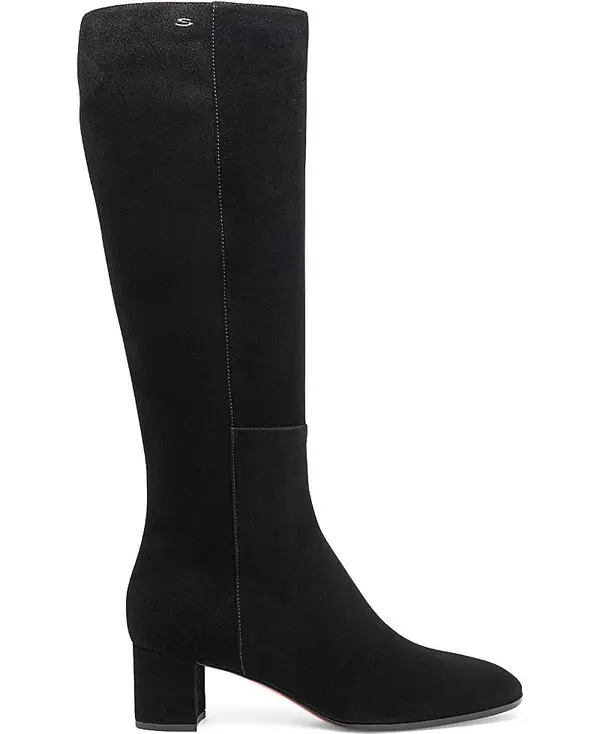 Santoni Filed Suede Mid-heel Boot - Black