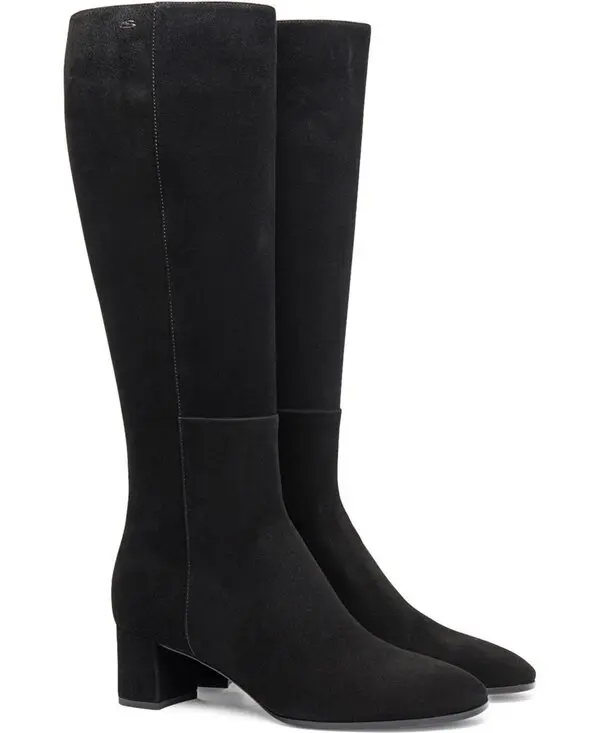 Santoni Filed Suede Mid-heel Boot - Black