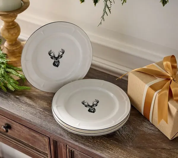 MRS. H By Dee Hilfiger S/4 Staghead Appetizer Plates