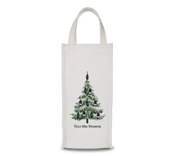 BY THE EDIT Making Spirits Bright Holiday Cheer Wine Bag Tote - One-color