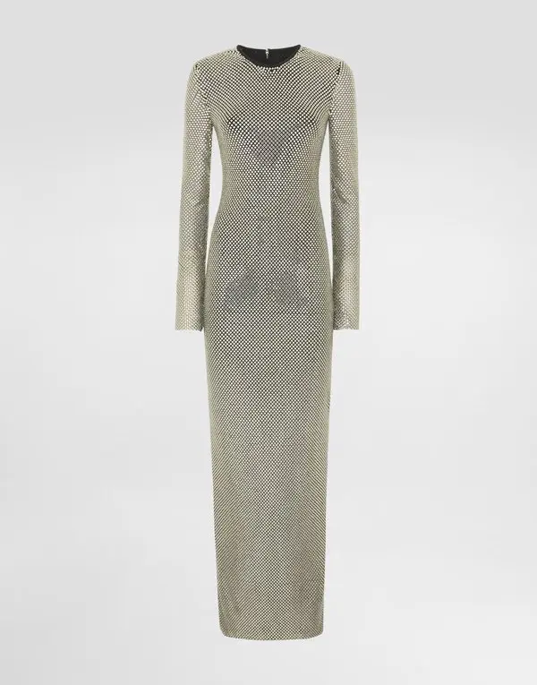 Dolce & Gabbana Long Crystal Mesh Dress - Gold