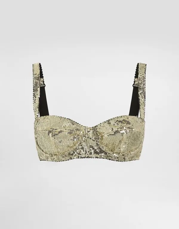 Dolce & Gabbana Balconette Bra With Micro-sequin Embellishment - Gold