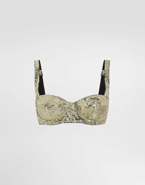 Dolce & Gabbana Balconette Bra With Micro-sequin Embellishment - Gold