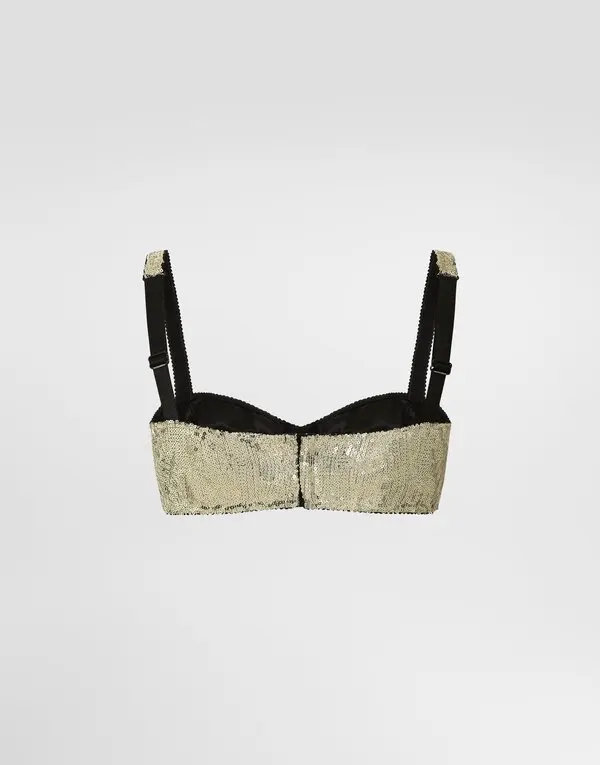 Dolce & Gabbana Balconette Bra With Micro-sequin Embellishment - Gold