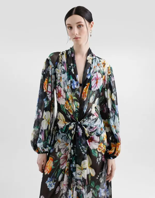 Dolce & Gabbana Long Floral- Chiffon Dress