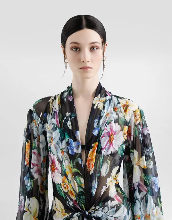 Dolce & Gabbana Long Floral- Chiffon Dress